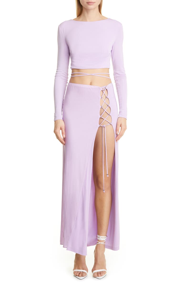 DUNDAS Sutara Lace-Up Jersey Crop Top | Nordstromrack