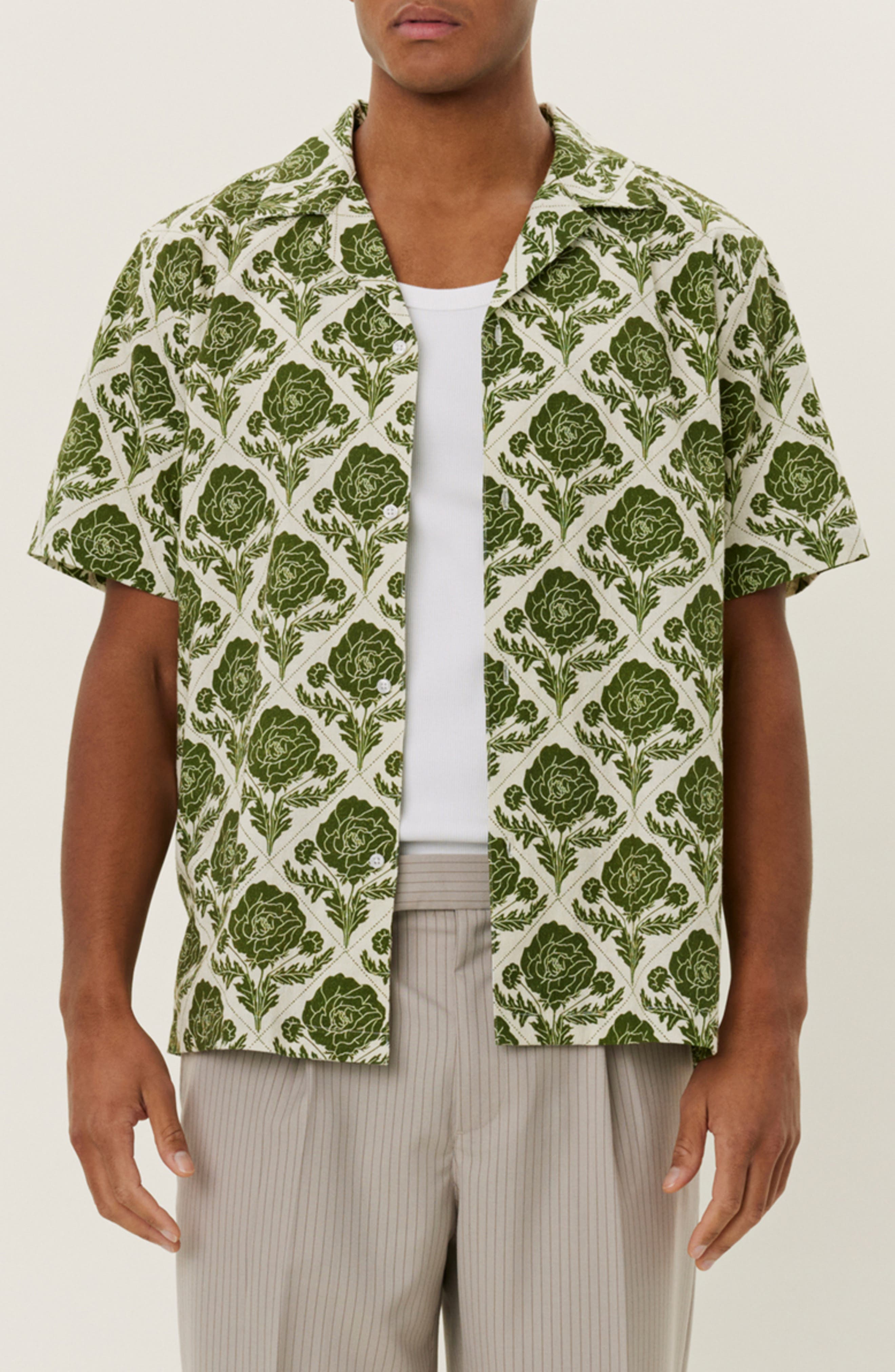 Les Deux Lesley Flower Tile Camp Shirt | Nordstromrack