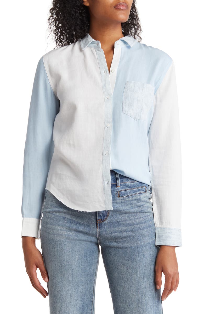 Rails Ingrid Colorblock Raw Hem Button-Up Shirt | Nordstromrack