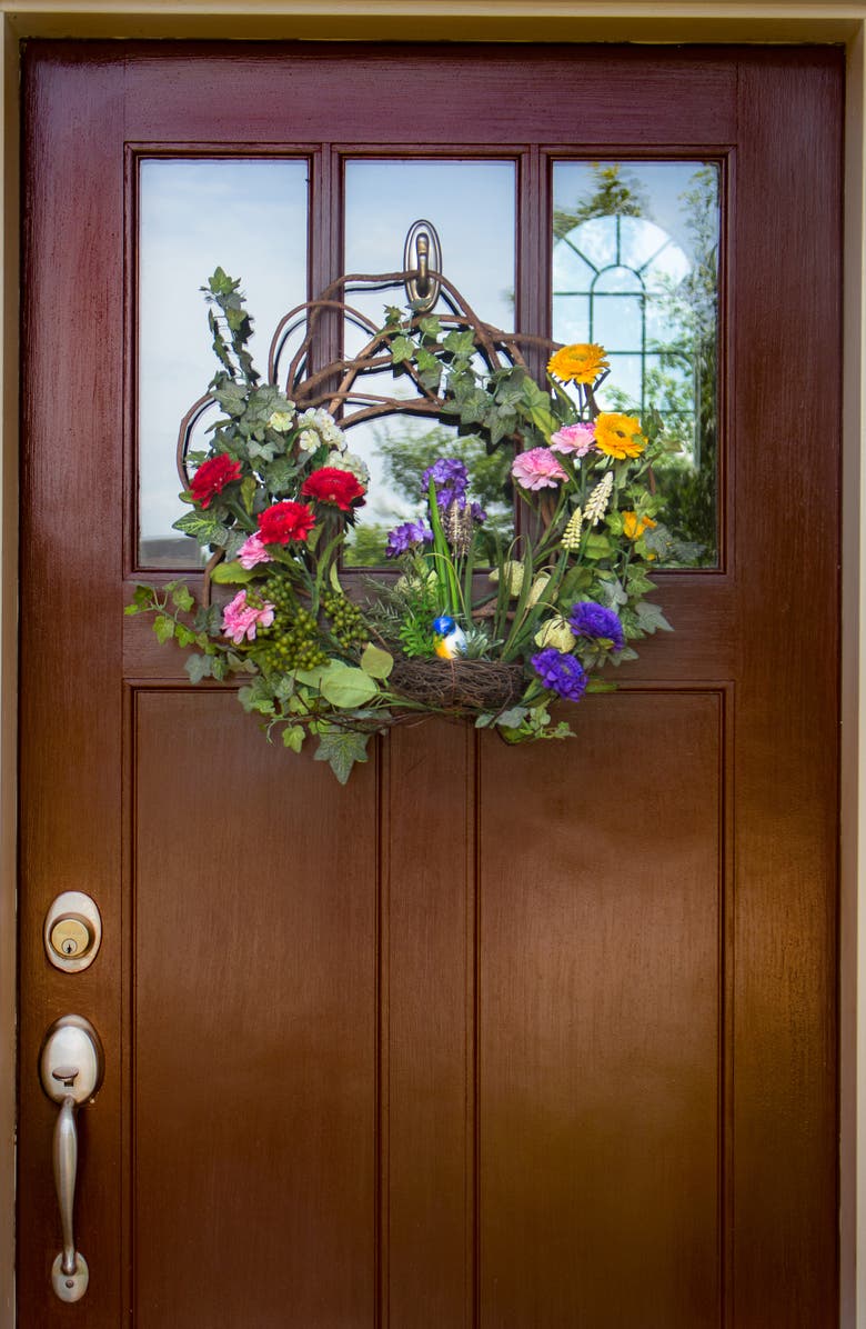 NEARLY NATURAL Multi 22" Spring Floral Wreath | Nordstromrack
