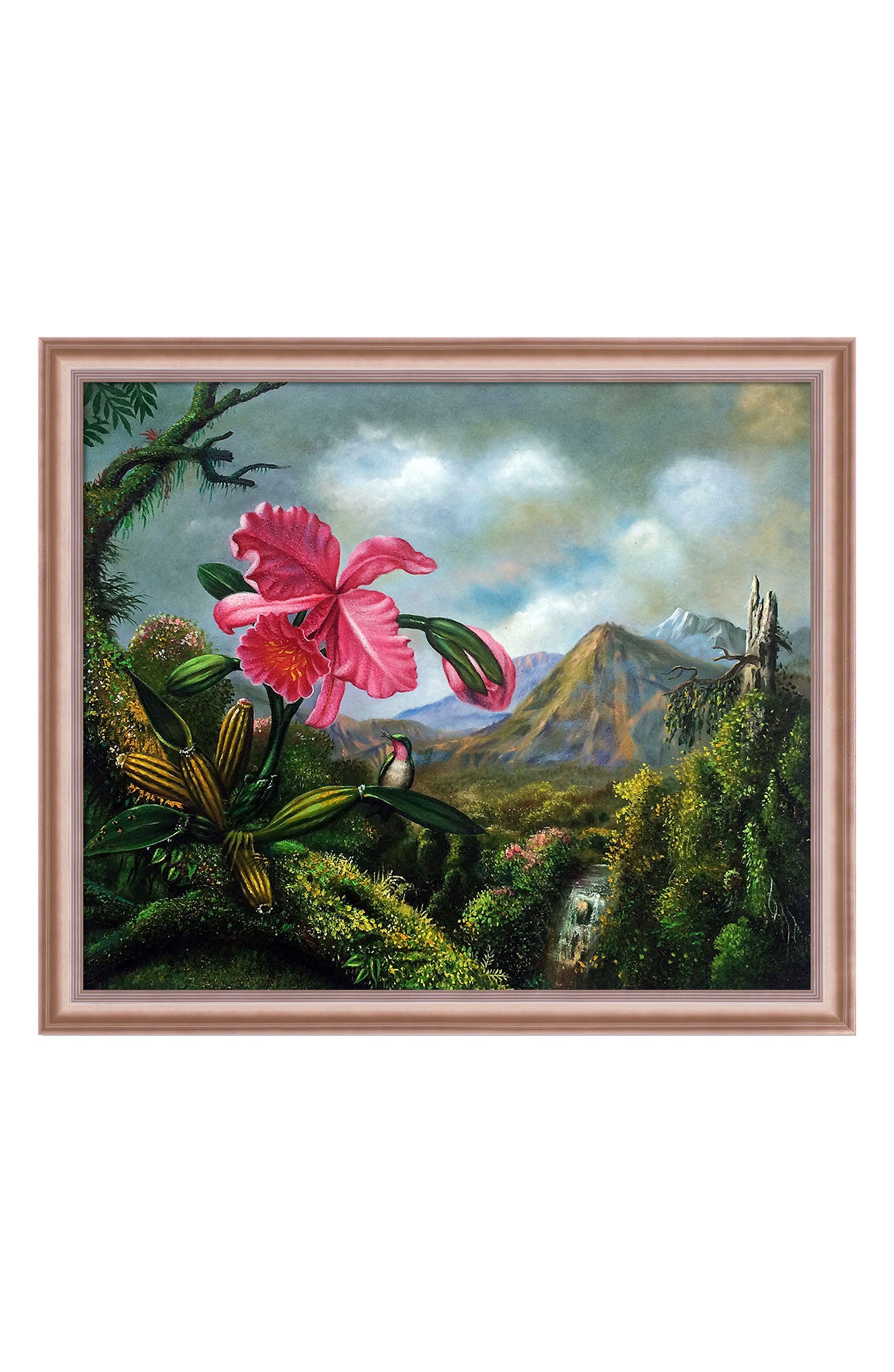 OVERSTOCK ART Orchid and Hummingbird Near a Mountain Waterfall, 1902 by ...
