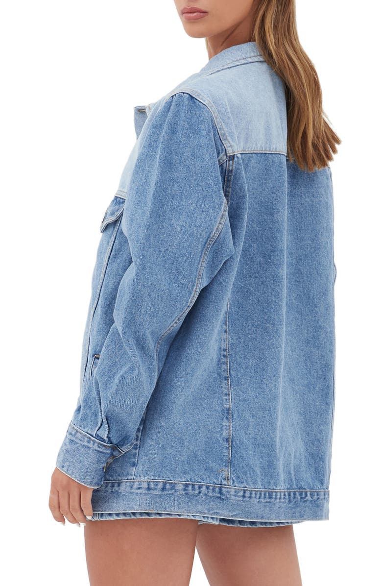 4th & Reckless x Jourdan Sloane Mirissa Oversize Two-Tone Denim Trucker ...