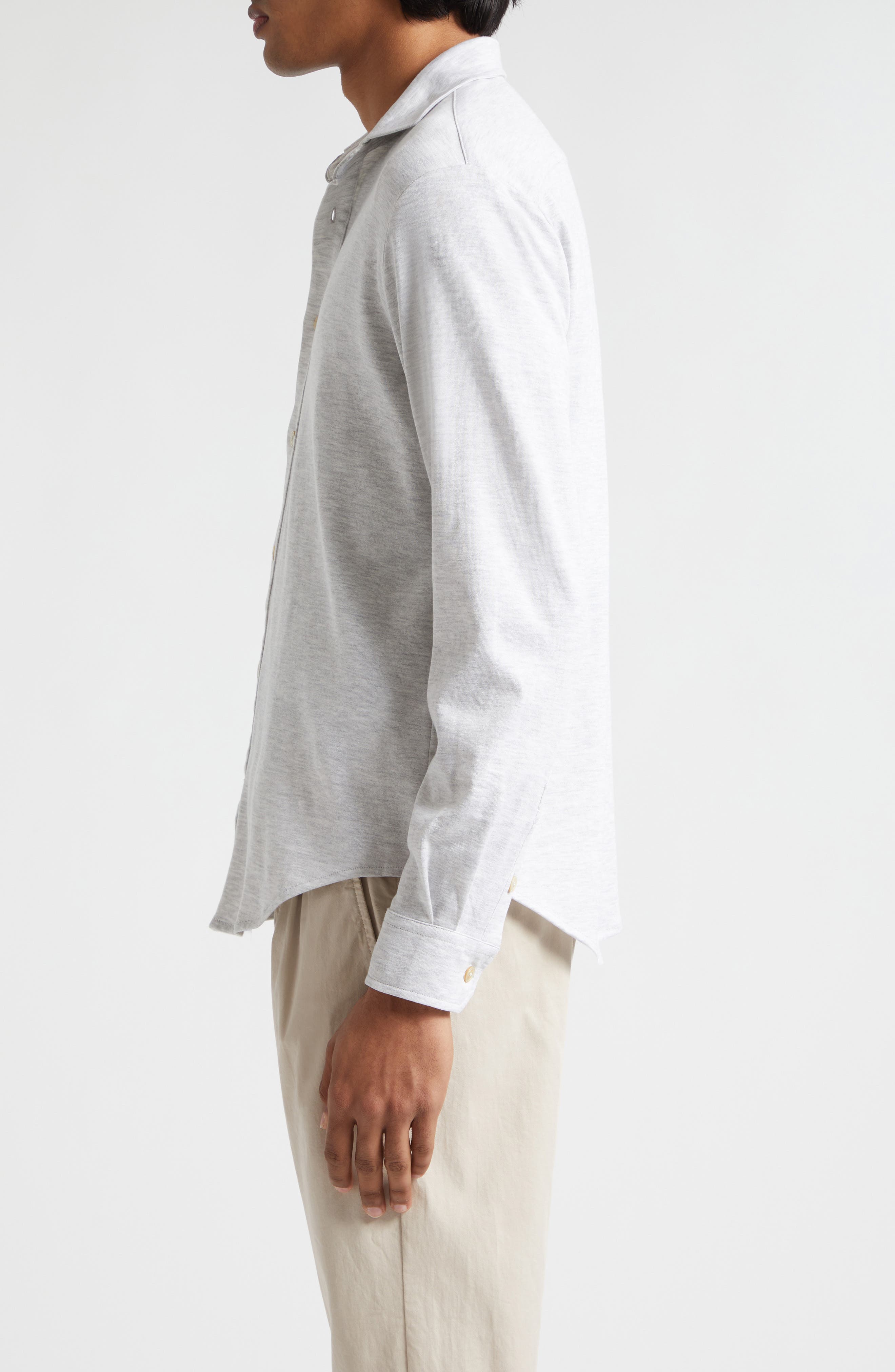 Eleventy Dandy Jersey Button-Up Shirt | Nordstrom
