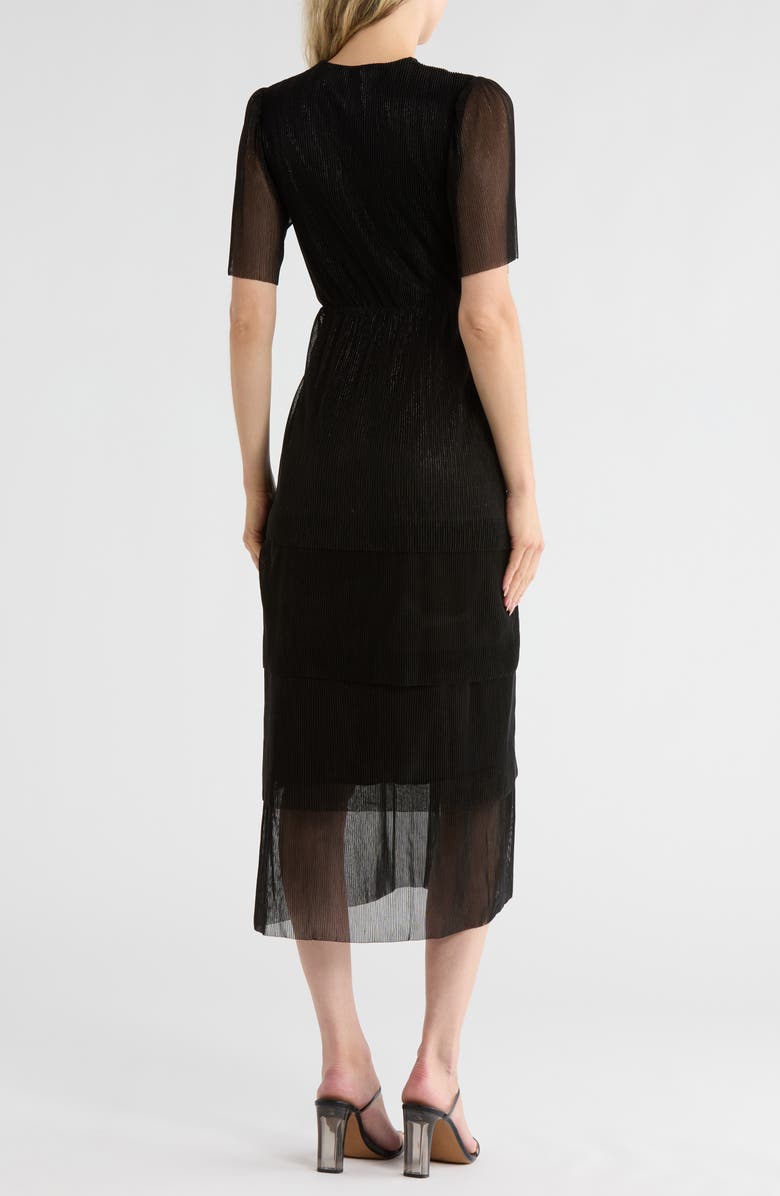 BOSS Short Sleeve Tiered Plissé Midi Dress | Nordstromrack