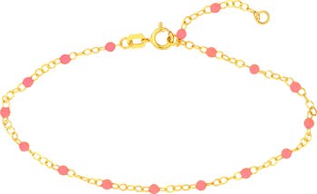 HAWLEY ST 14K Gold Light Pink Enamel Beaded Bracelet | Nordstromrack