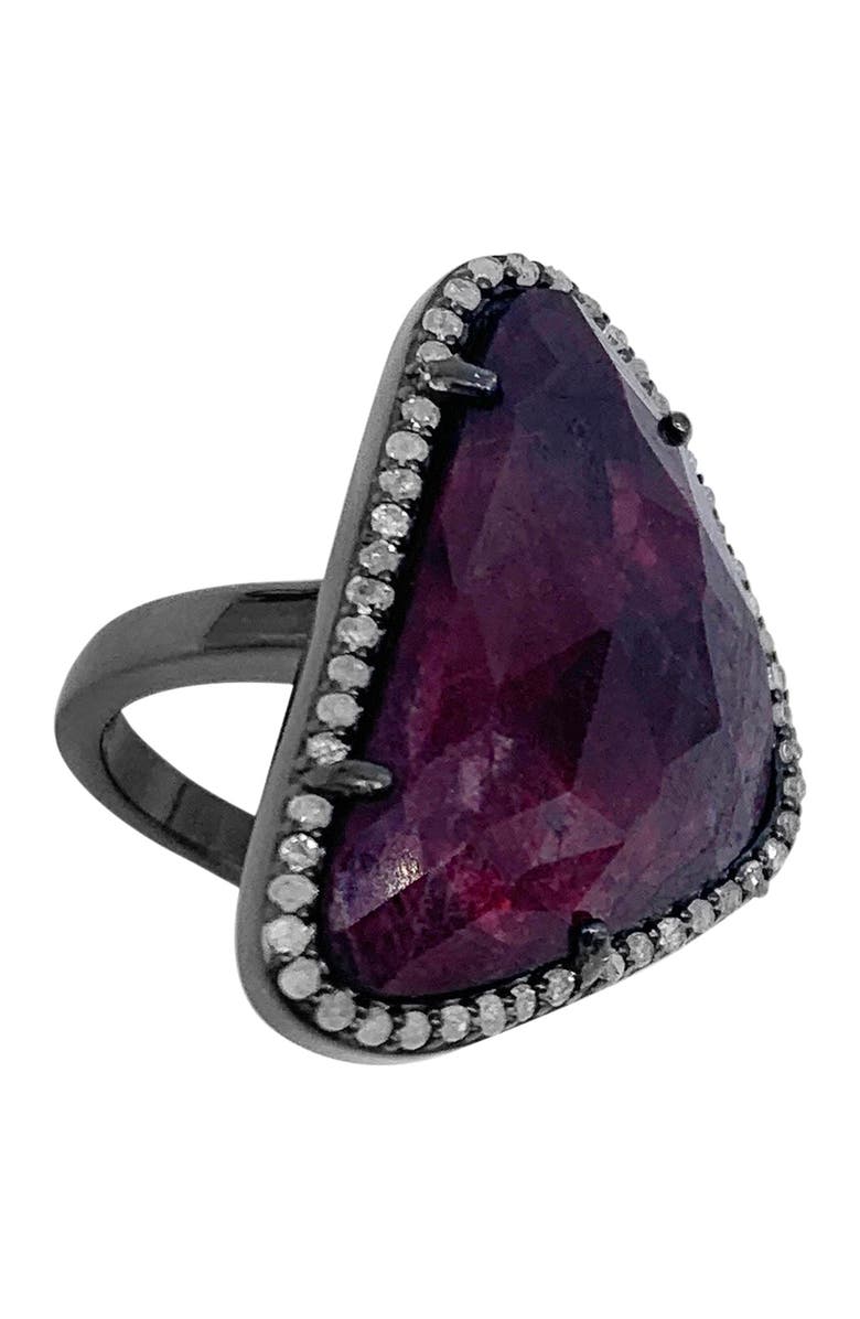 ADORNIA FINE Marea Dark Ruby Diamond Halo Ring | Nordstromrack