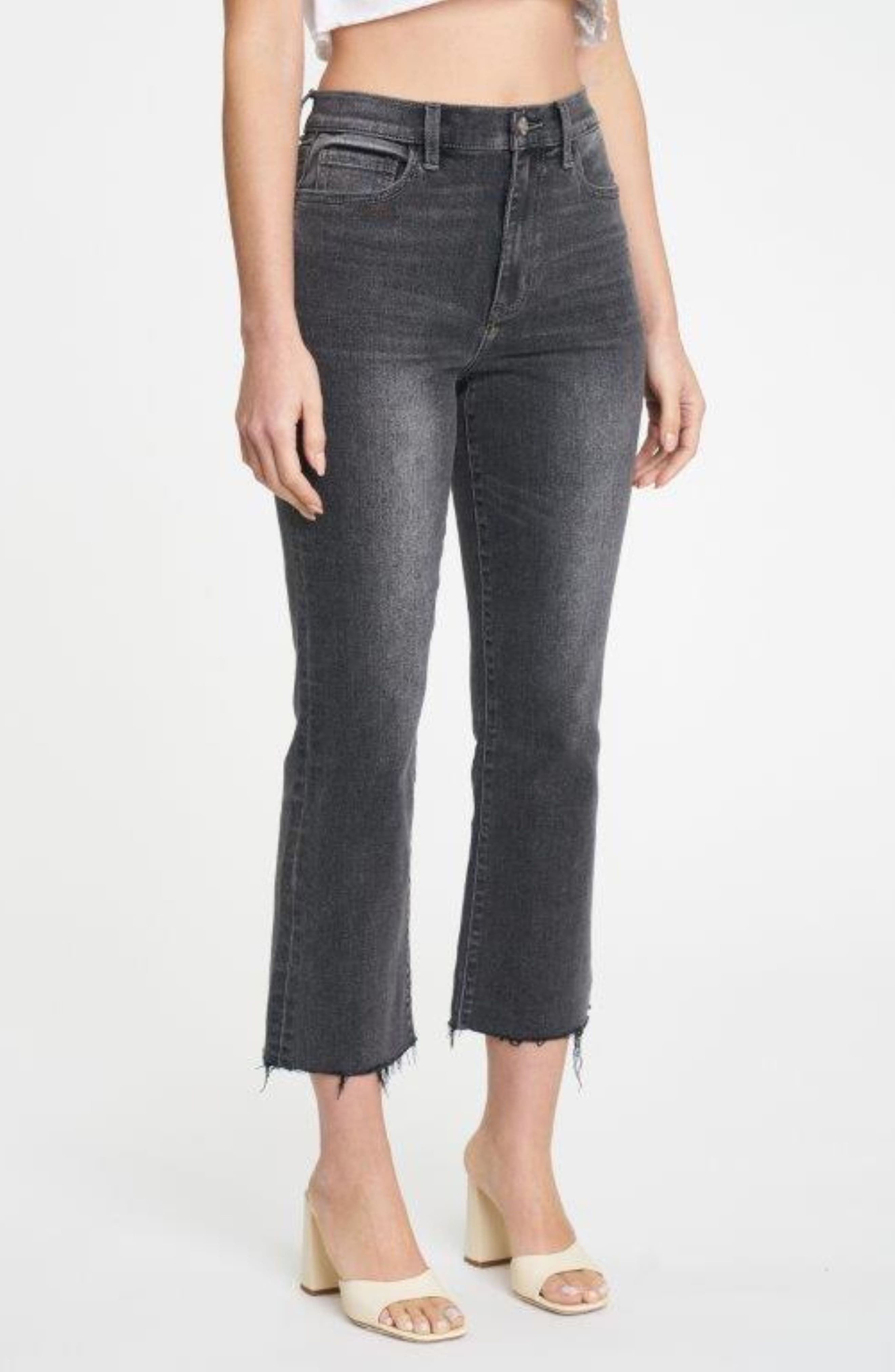 Shy Girl High Waist Raw Hem Crop Flare Jeans (Women) | Nordstromrack