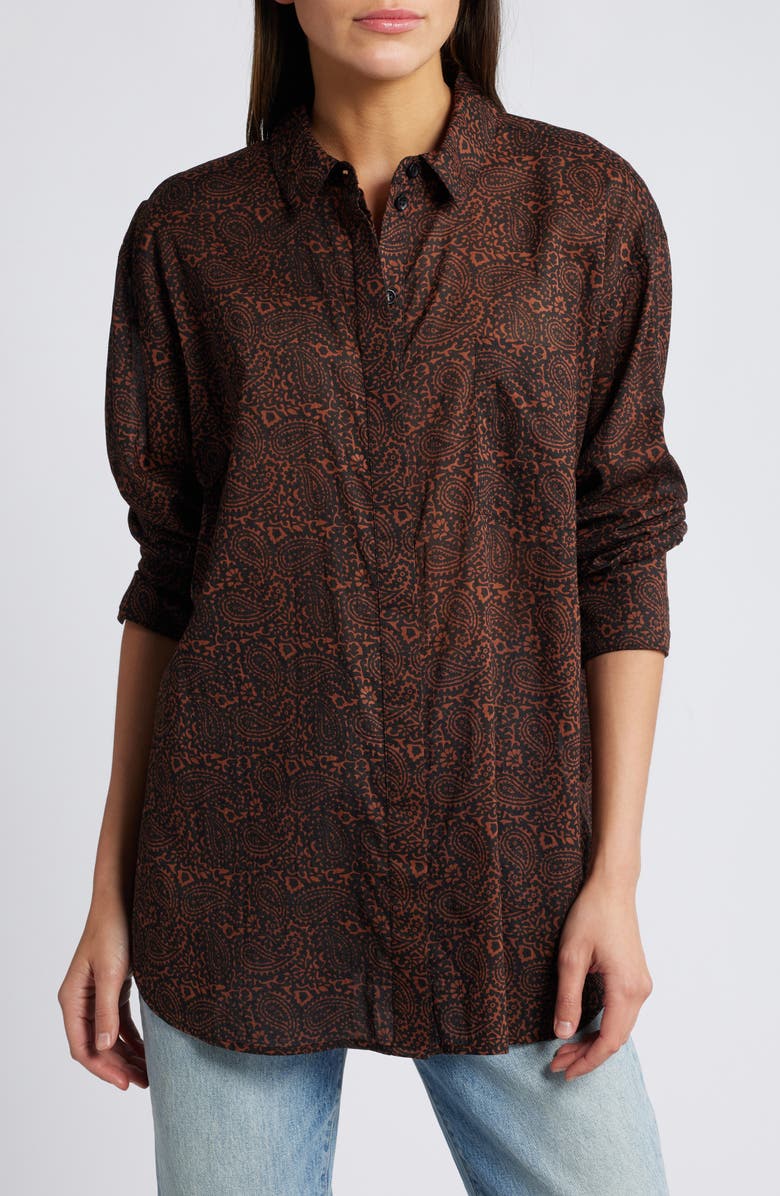 Cleobella Poppy Paisley Print Organic Cotton Voile Button-Up Shirt ...