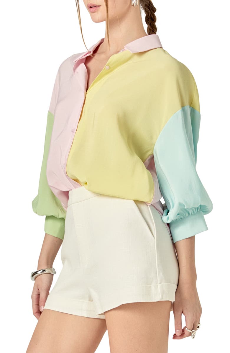 English Factory Colorblock Button-Up Shirt | Nordstrom