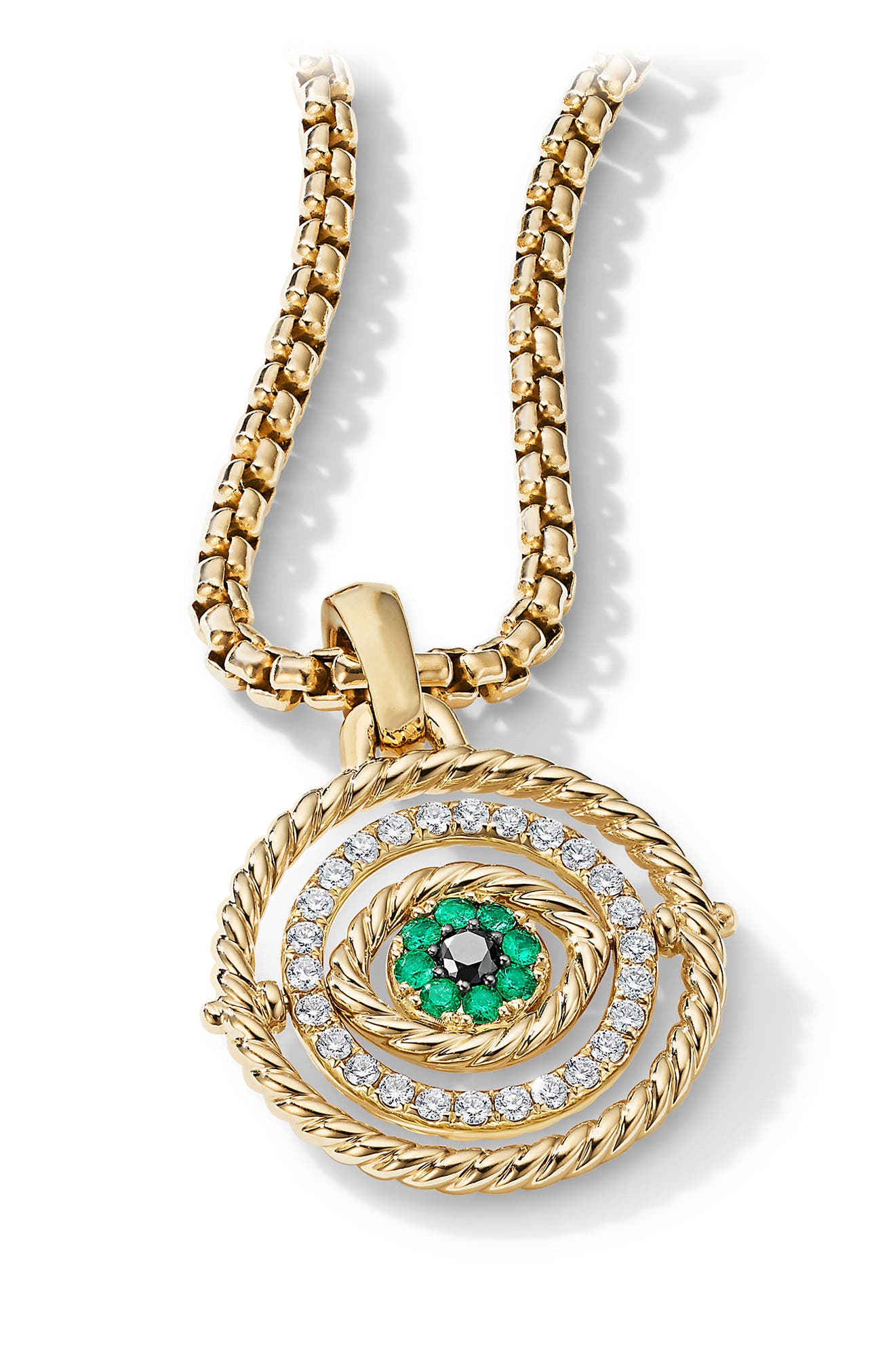 David Yurman Evil Eye 18K Gold, Pavé Emerald & Diamond Mobile Amulet ...