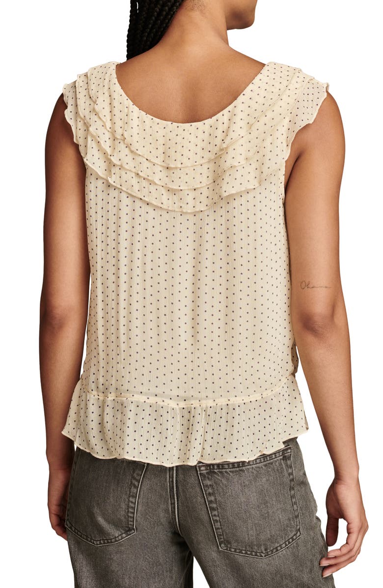 Lucky Brand Polka Dot Sleeveless Ruffle Top | Nordstromrack