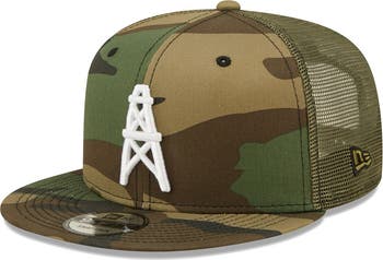 New Era Men's New Era Camo/Olive Houston Oilers Trucker 9FIFTY Snapback ...