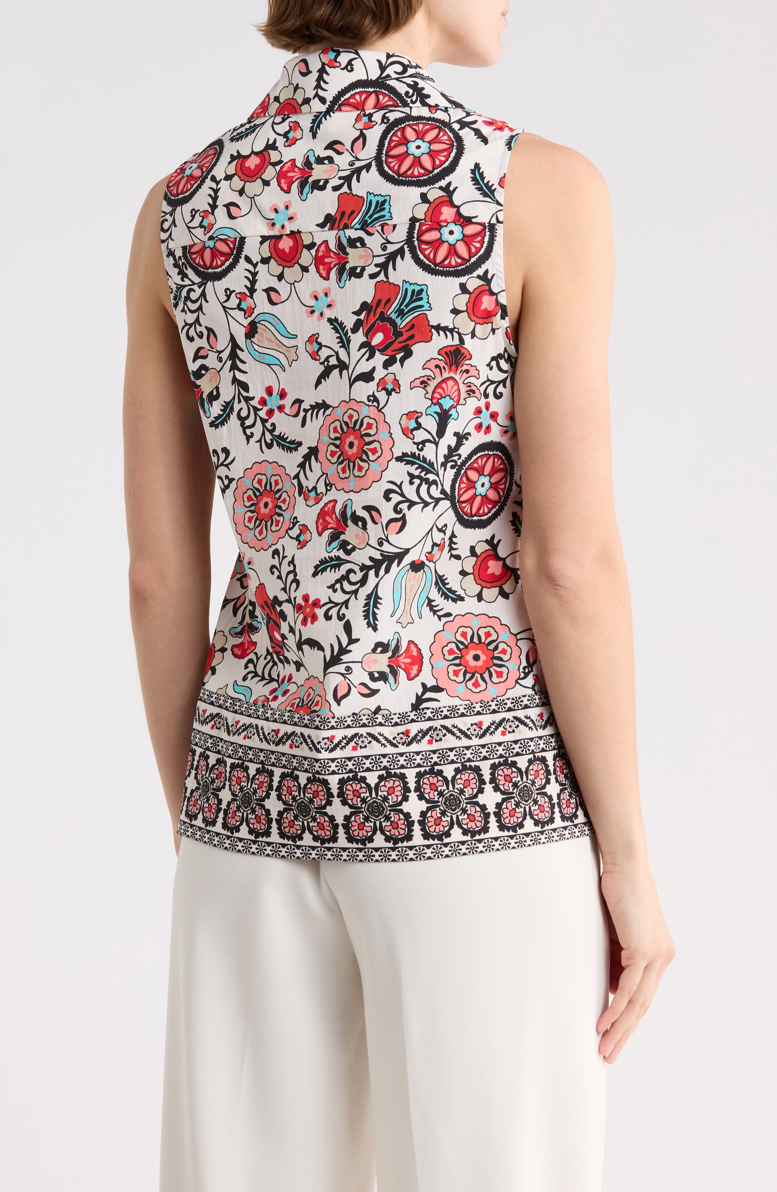 T Tahari Floral Sleeveless Button-Up Shirt | Nordstromrack