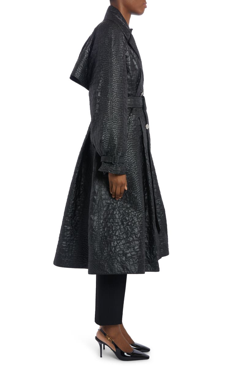 Versace Croc Textured Lacquered A-Line Trench Coat | Nordstromrack