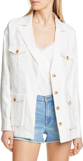 FRAME Belted Linen Blend Cargo Jacket | Nordstrom