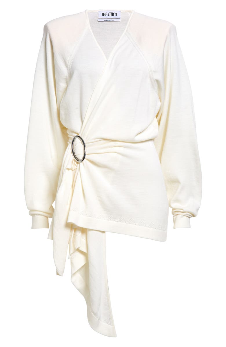 The Attico Hurely Side Belt Long Sleeve Wool Minidress | Nordstromrack