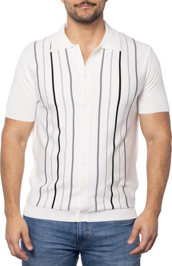 Spring + Mercer Stripe Short Sleeve Button-Up Polo Sweater | Nordstromrack