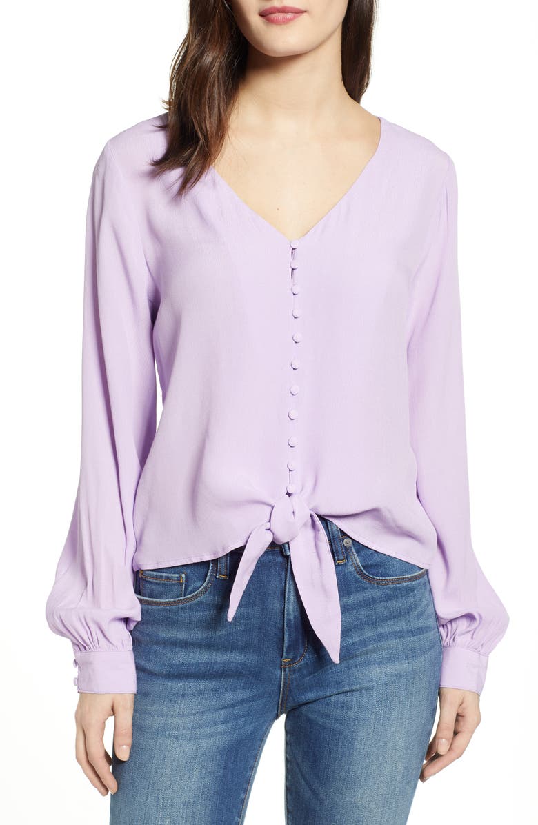 J.O.A. Front Tie Button Up Blouse | Nordstromrack