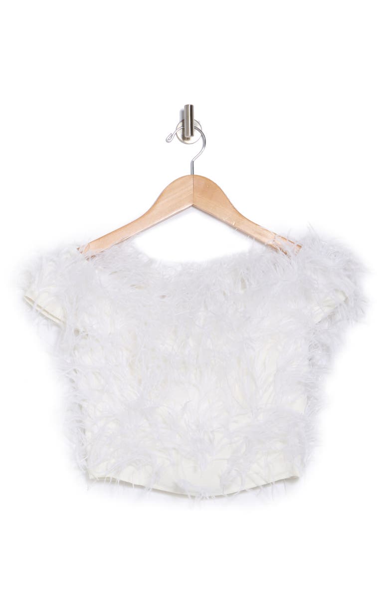 Cult Gaia Sosha Off the Shoulder Feather Silk Top | Nordstromrack
