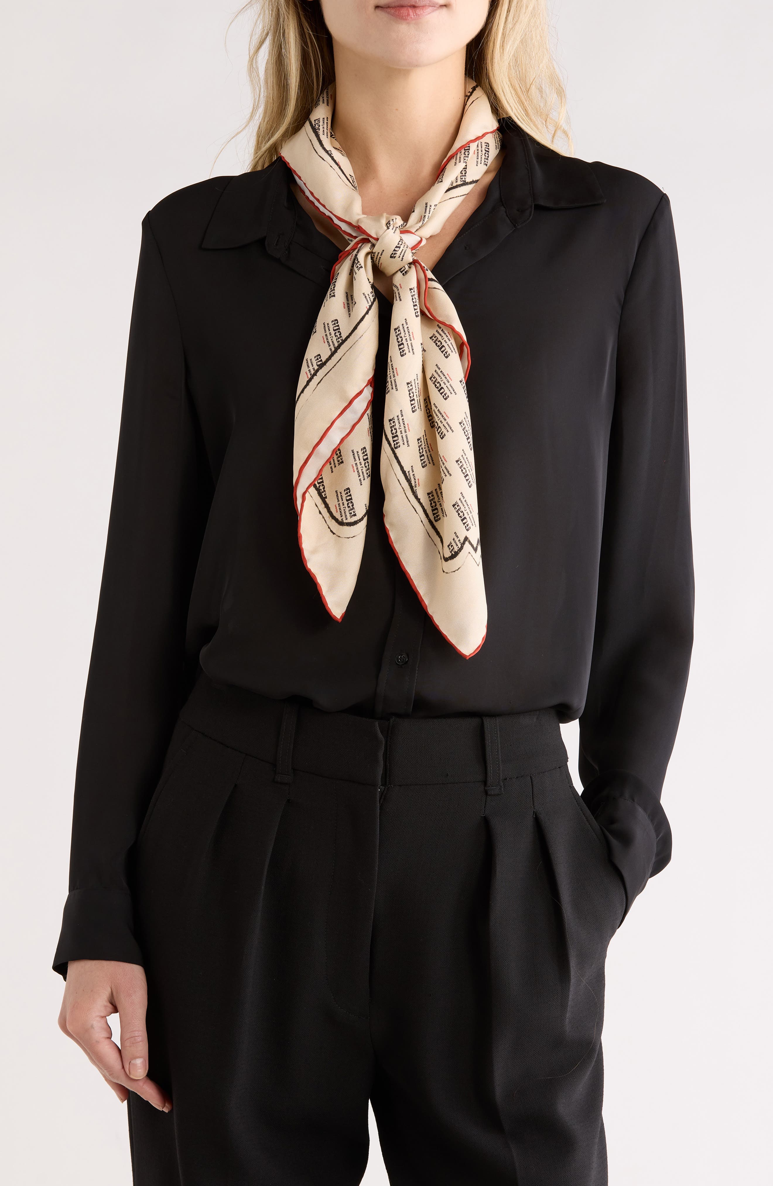 Gucci Stamp Print Silk Square Scarf | Nordstromrack