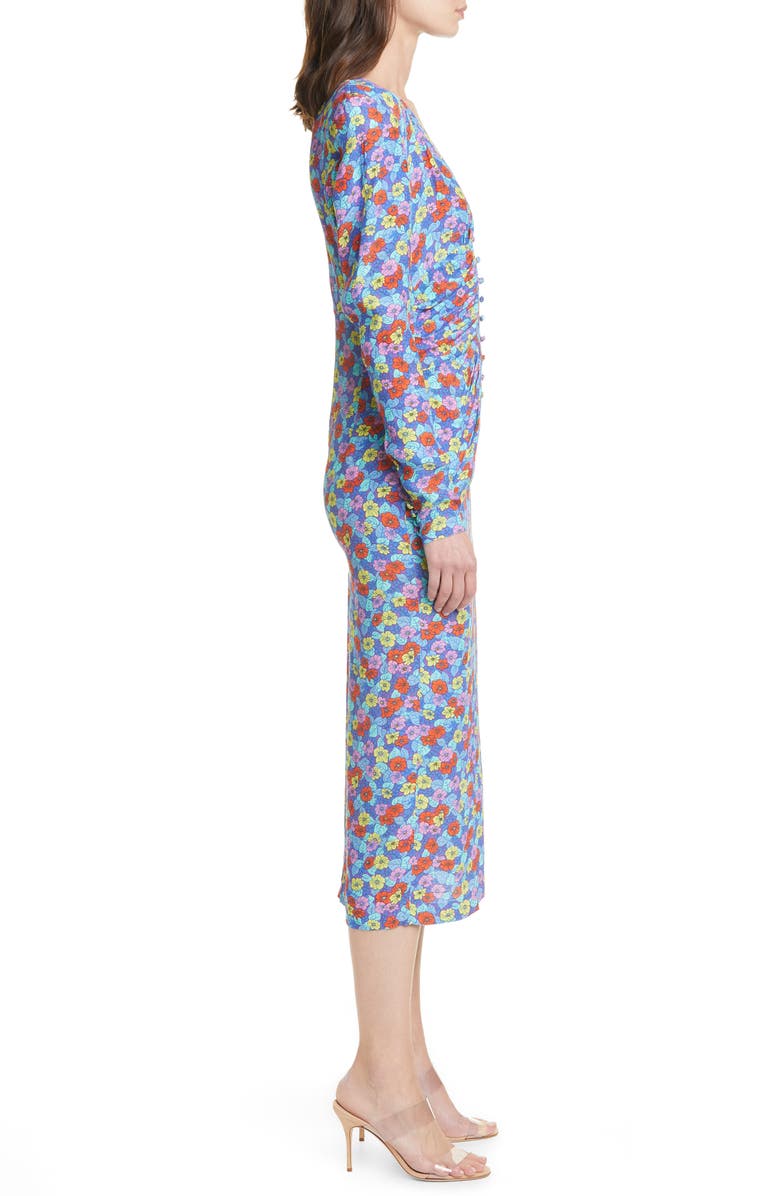ROTATE Heather Floral Print Long Sleeve Midi Dress | Nordstromrack