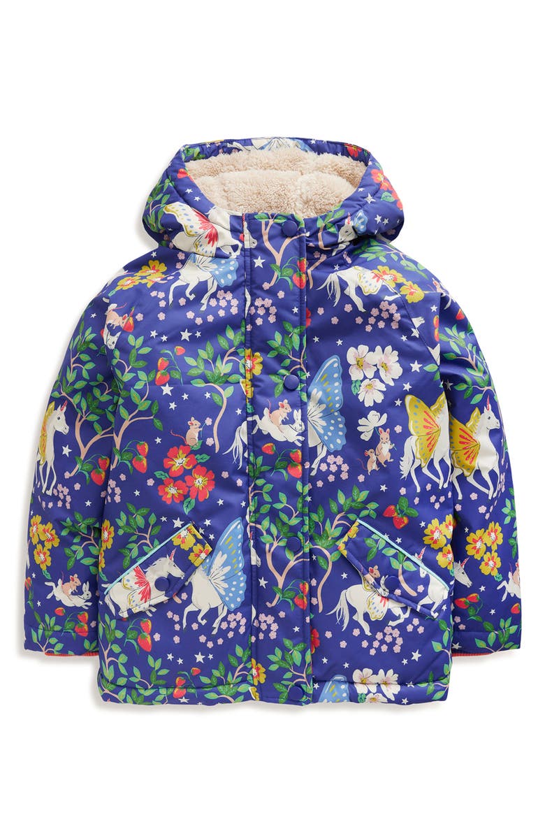 Mini Boden Kids' Fantasy Print Zip-Up Hooded Puffer Jacket | Nordstromrack