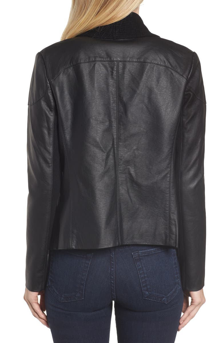 Caslon® Ribbed Drape Front Faux Leather Jacket | Nordstrom