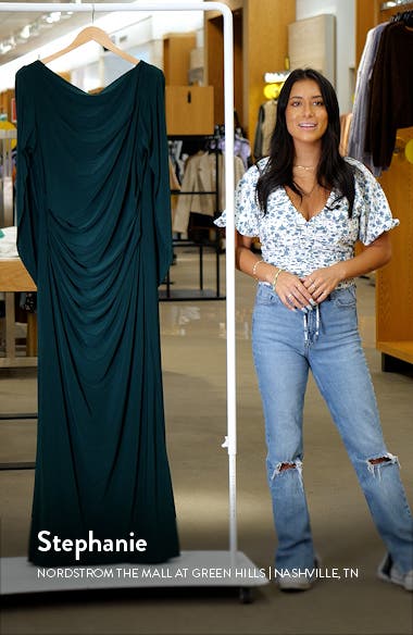 Betsy & Adam Drape Back Column Gown | Nordstrom