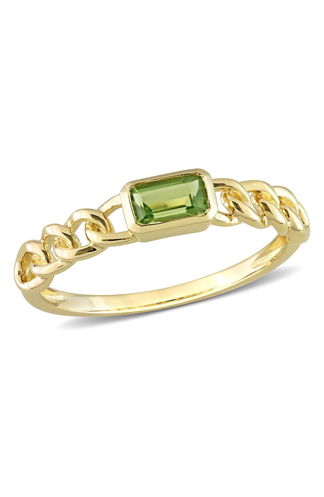DELMAR 10k Yellow Gold Octagon Peridot Chain Link Ring | Nordstromrack