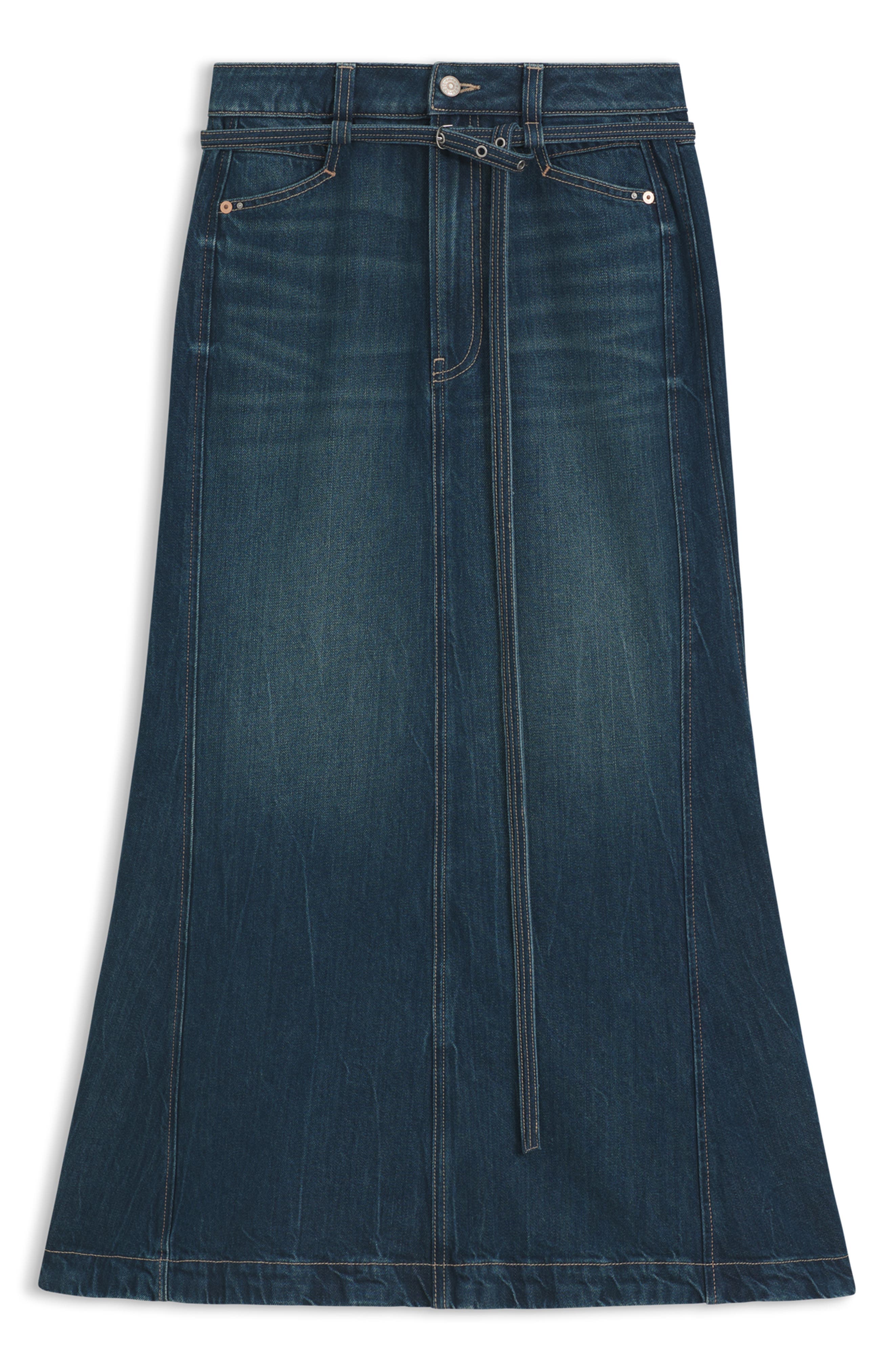 BOSS Orange Peplum Denim Maxi Skirt | Nordstrom