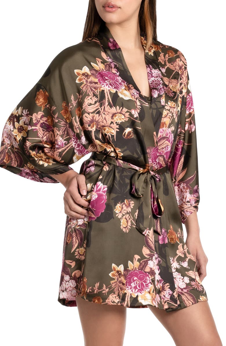 Midnight Bakery Floral Print Satin Robe | Nordstrom