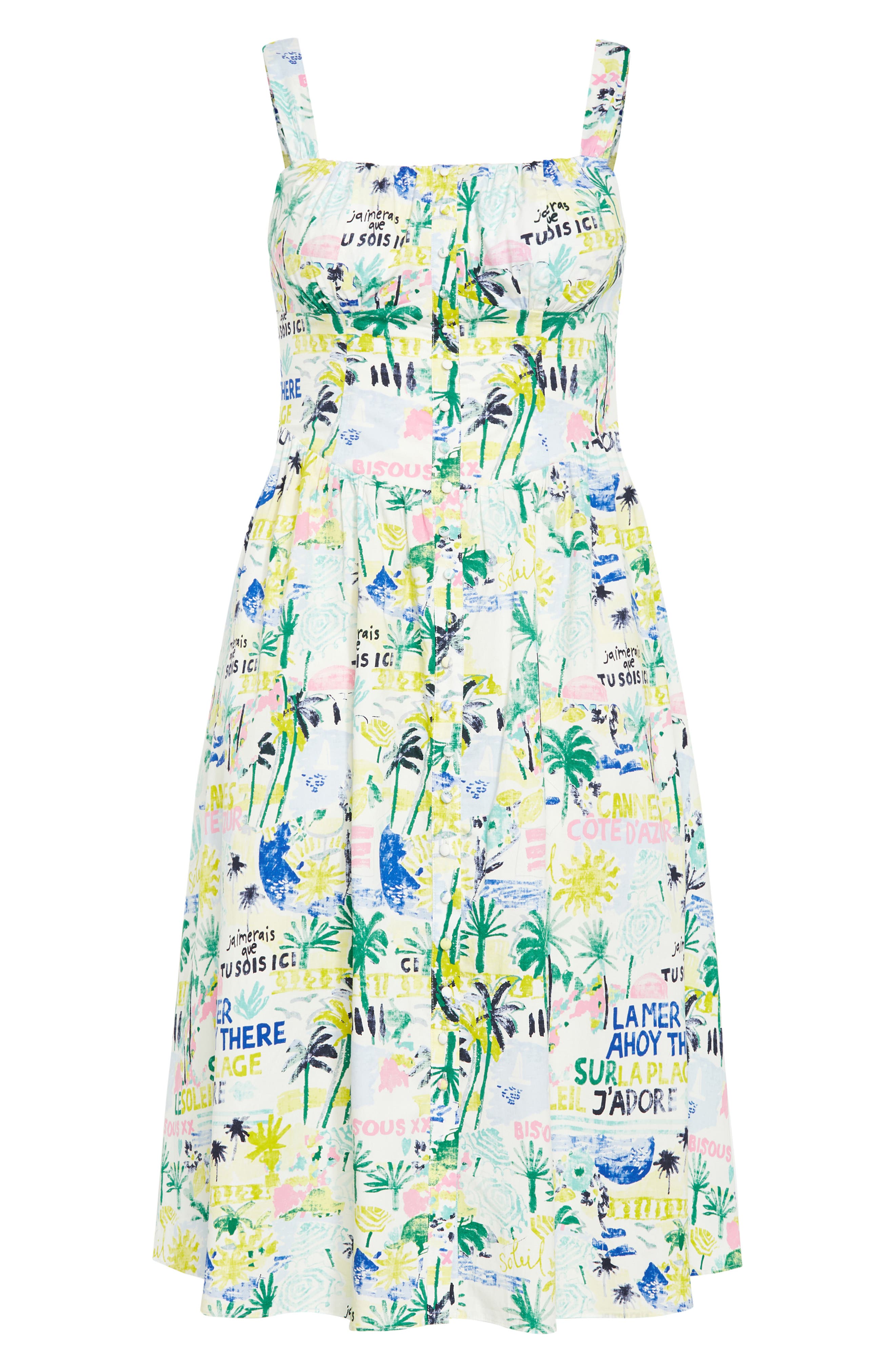 Almay Square Neck Button Front Stretch Cotton Sundress (Women ...