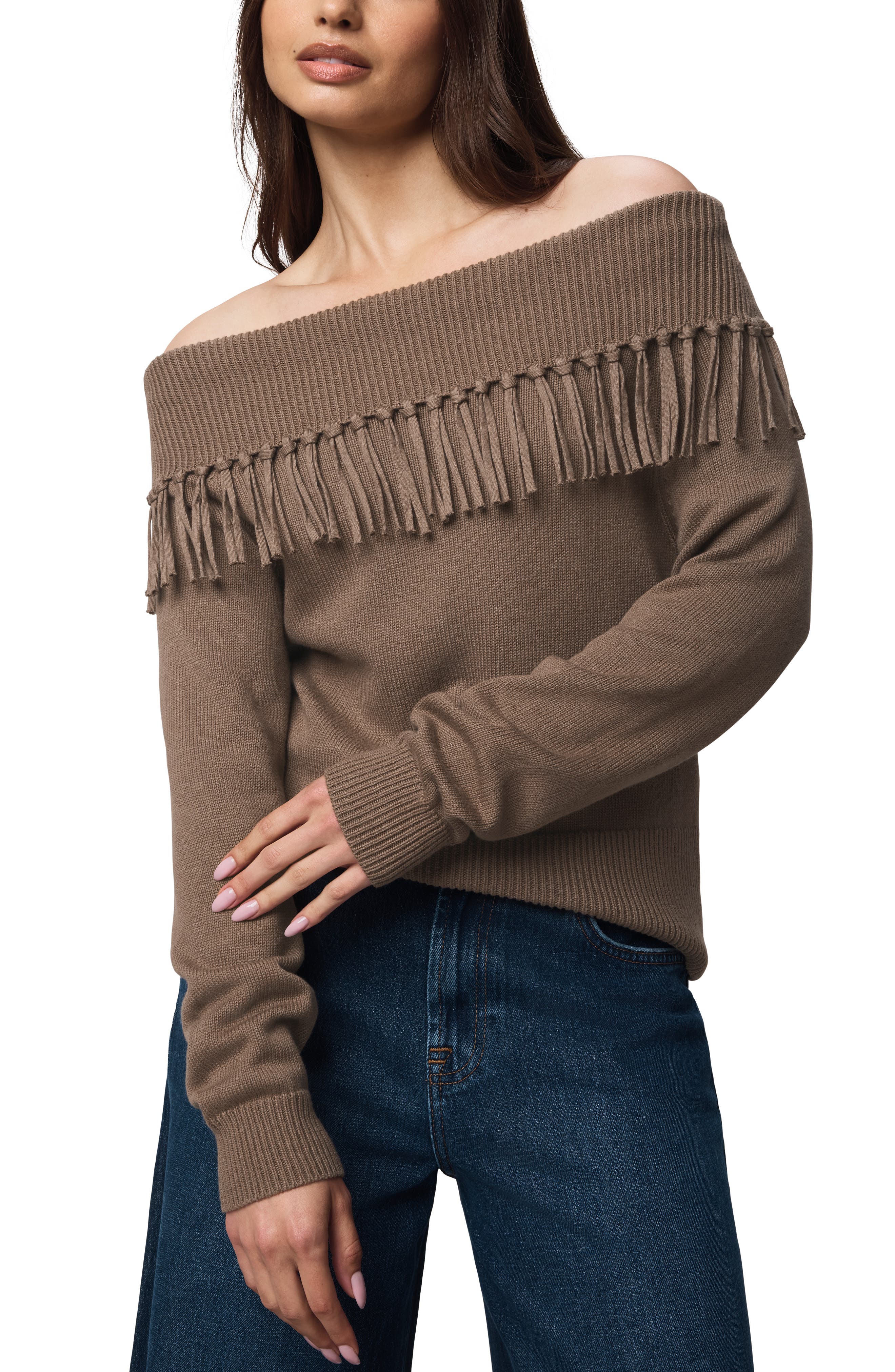 Splendid Simone Fringe Off the Shoulder Sweater | Nordstrom