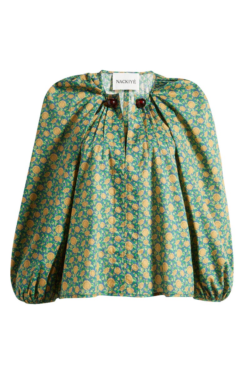 NACKIYÈ x Liberty London Grand Bazaar Blouson Sleeve Cotton Top ...