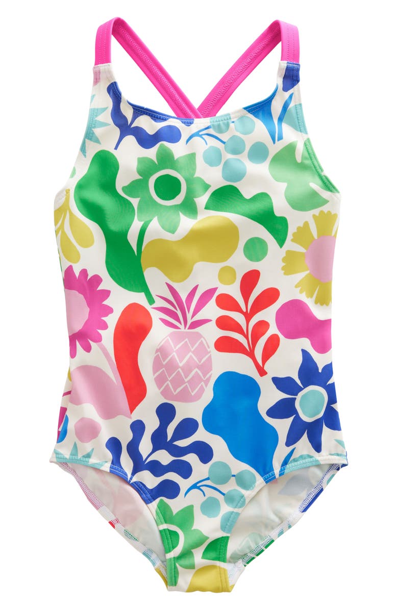 Mini Boden Kids' Print Crisscross One-Piece Swimsuit | Nordstromrack
