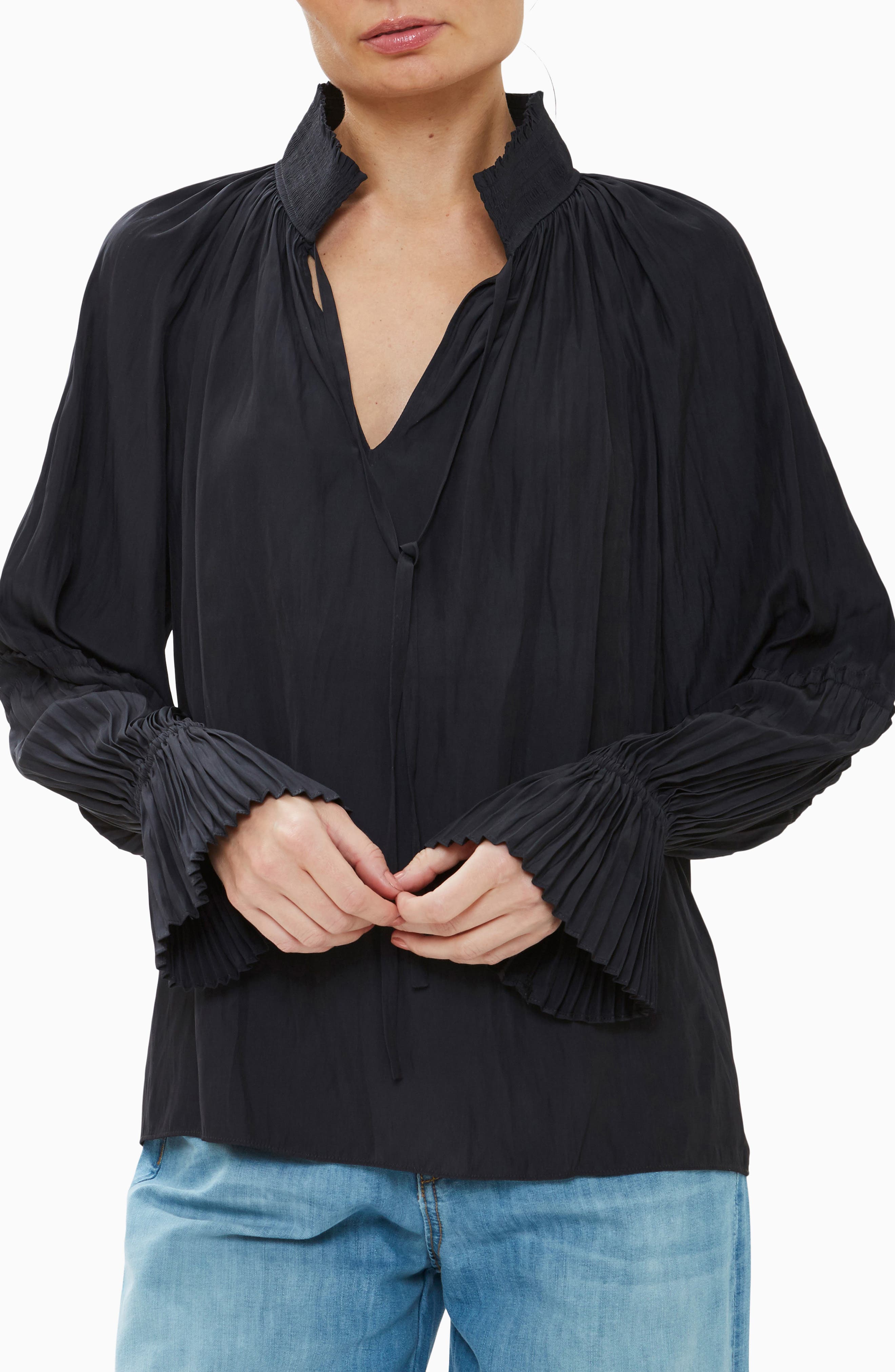 Ramy Brook Jordie Balloon Sleeve Tie Neck Top | Nordstromrack