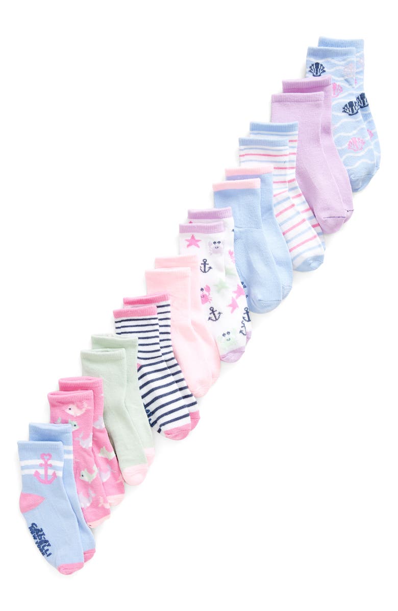 Capelli New York Kids' Sea Life Assorted 10-Pack Gripper Crew Socks ...