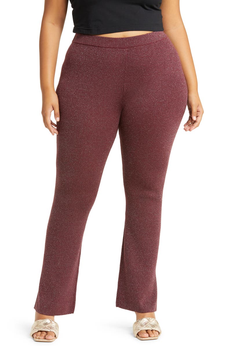 Open Edit Sparkle Split Hem Sweater Pants | Nordstrom