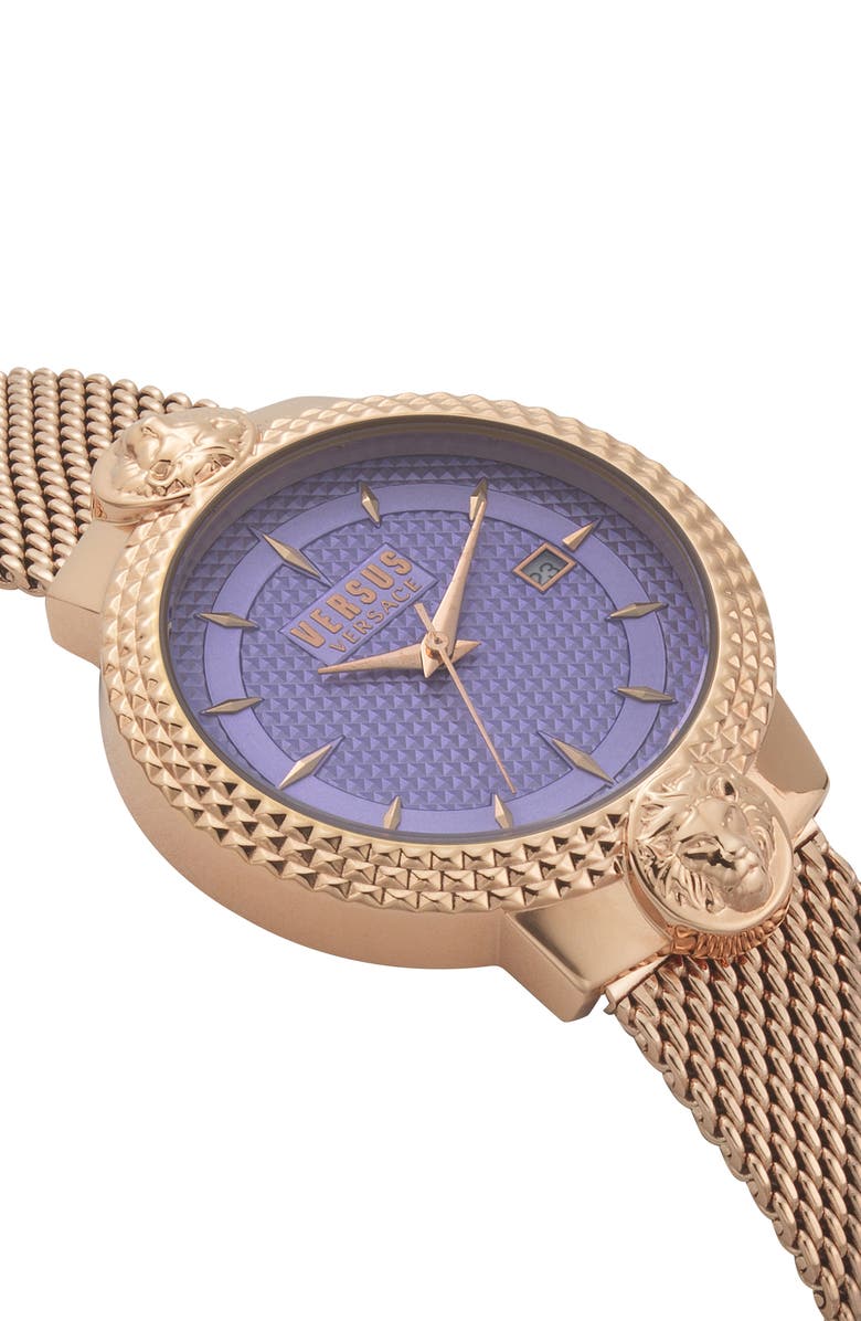 VERSUS Versace Mouffetard Violet Diamond Mesh Bracelet Watch, 38mm ...
