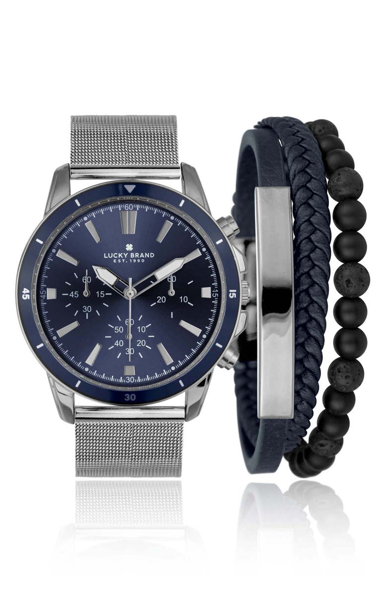 Lucky Brand Mariner Cruiser Three Hand Quartz Mesh Strap Watch, 34mm ...