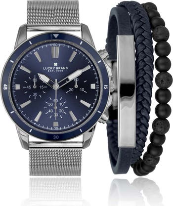 Lucky Brand Mariner Cruiser Three Hand Quartz Mesh Strap Watch, 34mm ...