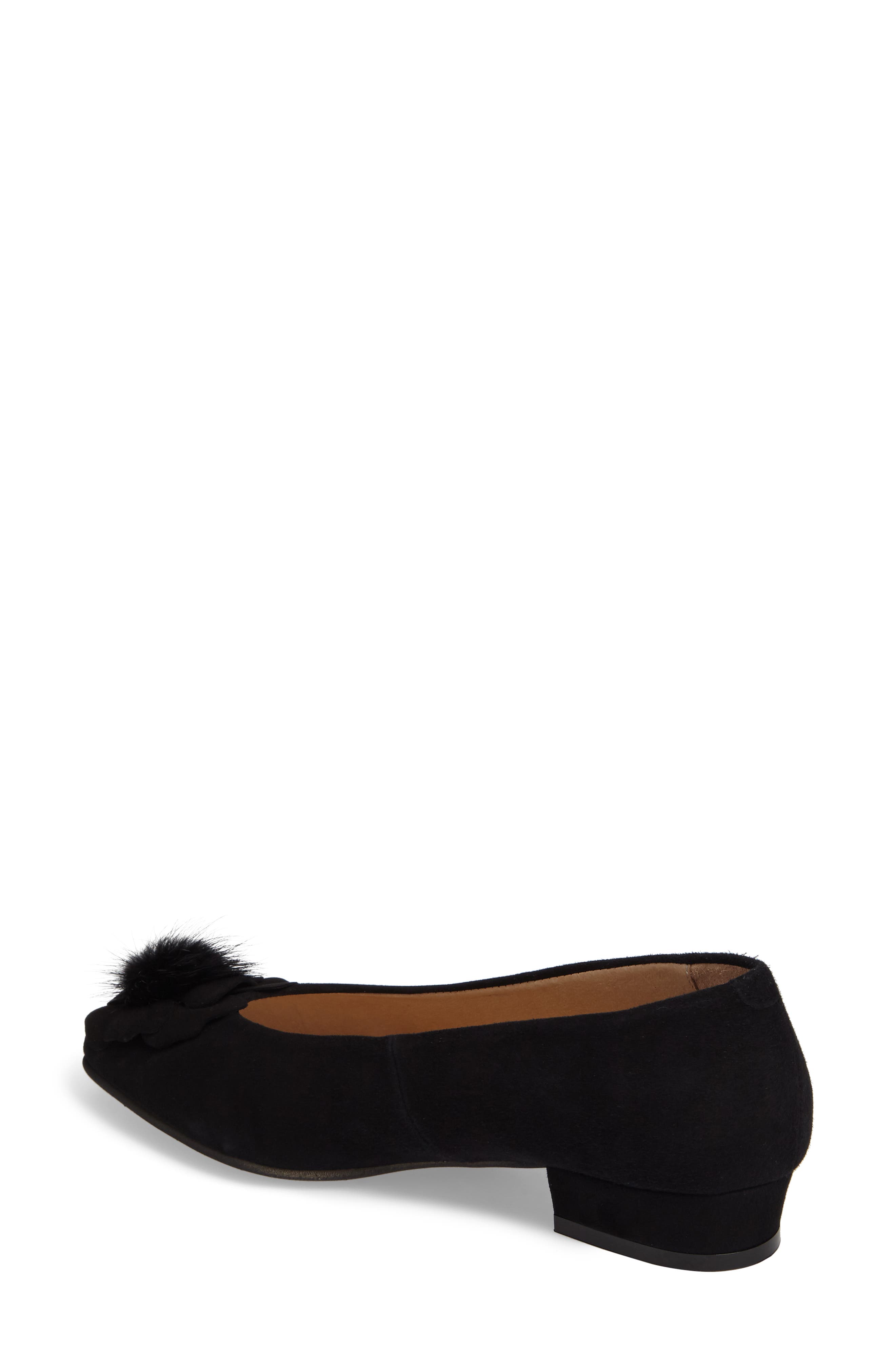 Sesto Meucci Genuine Rabbit Fur Pom Flat (Women) | Nordstrom