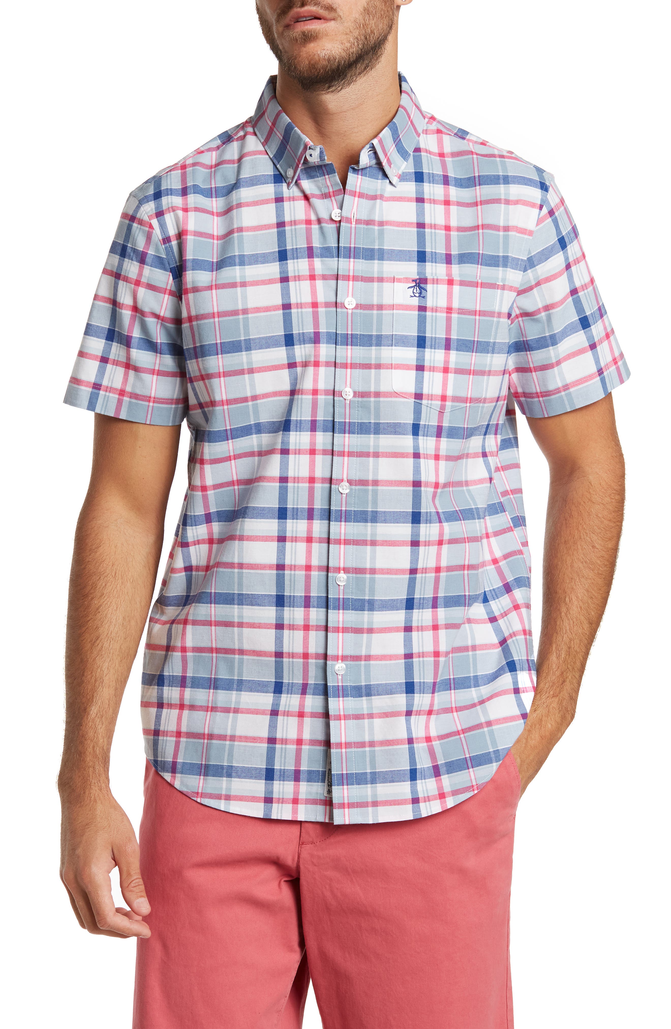 Original Penguin Plaid Woven Short Sleeve Shirt | Nordstromrack
