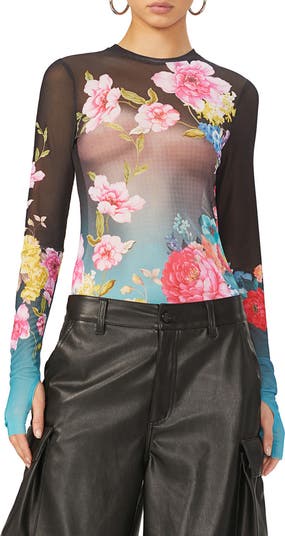 AFRM Kaylee Print Mesh Top | Nordstrom