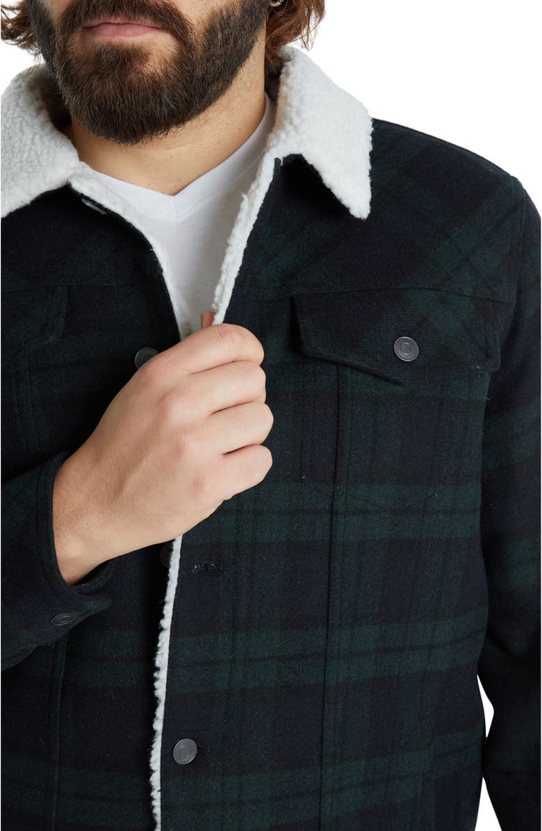 Johnny Bigg Reid Check Trucker Jacket with High Pile Fleece Trim ...