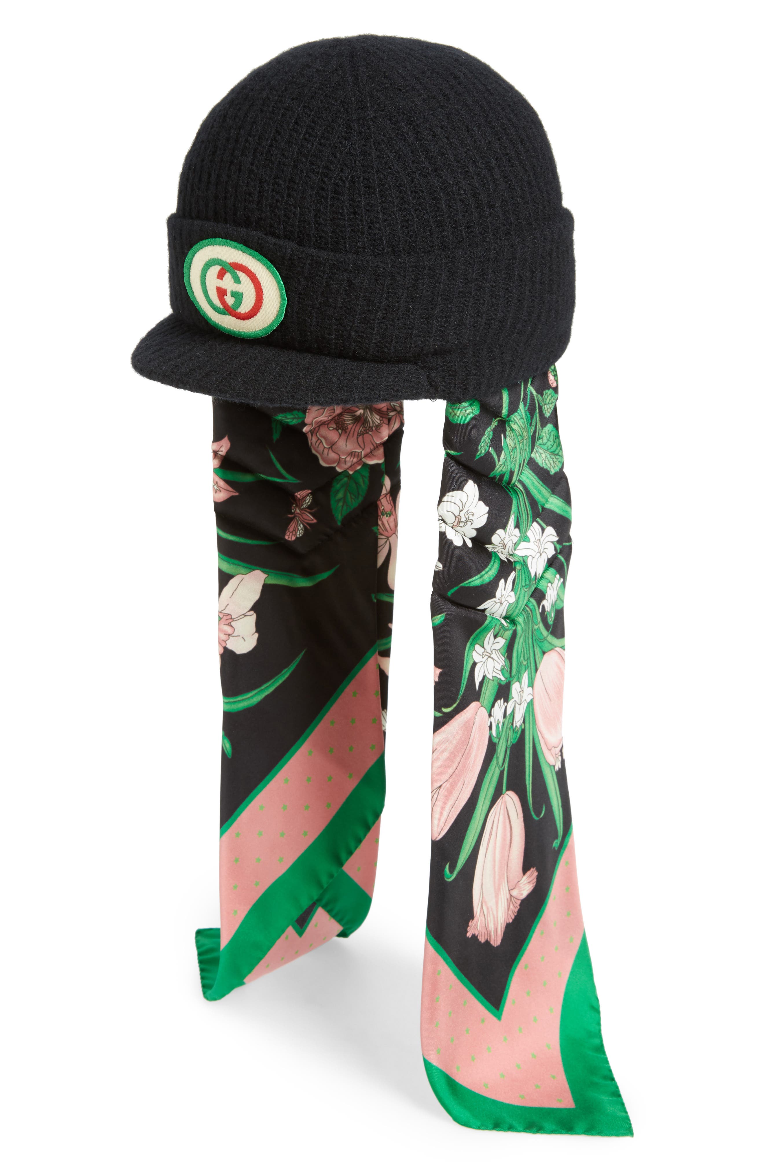 Gucci Wool Cap with Silk Scarf Earflaps | Nordstrom
