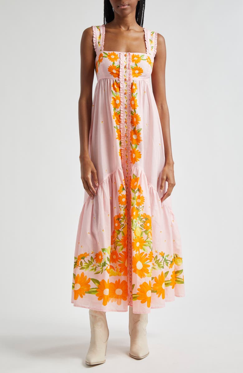FARM Rio Papaya Salad Tie Back Button Front Sundress | Nordstromrack