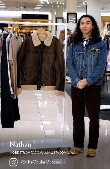 Frye Leather Jacket with Genuine Shearling Trim | Nordstrom