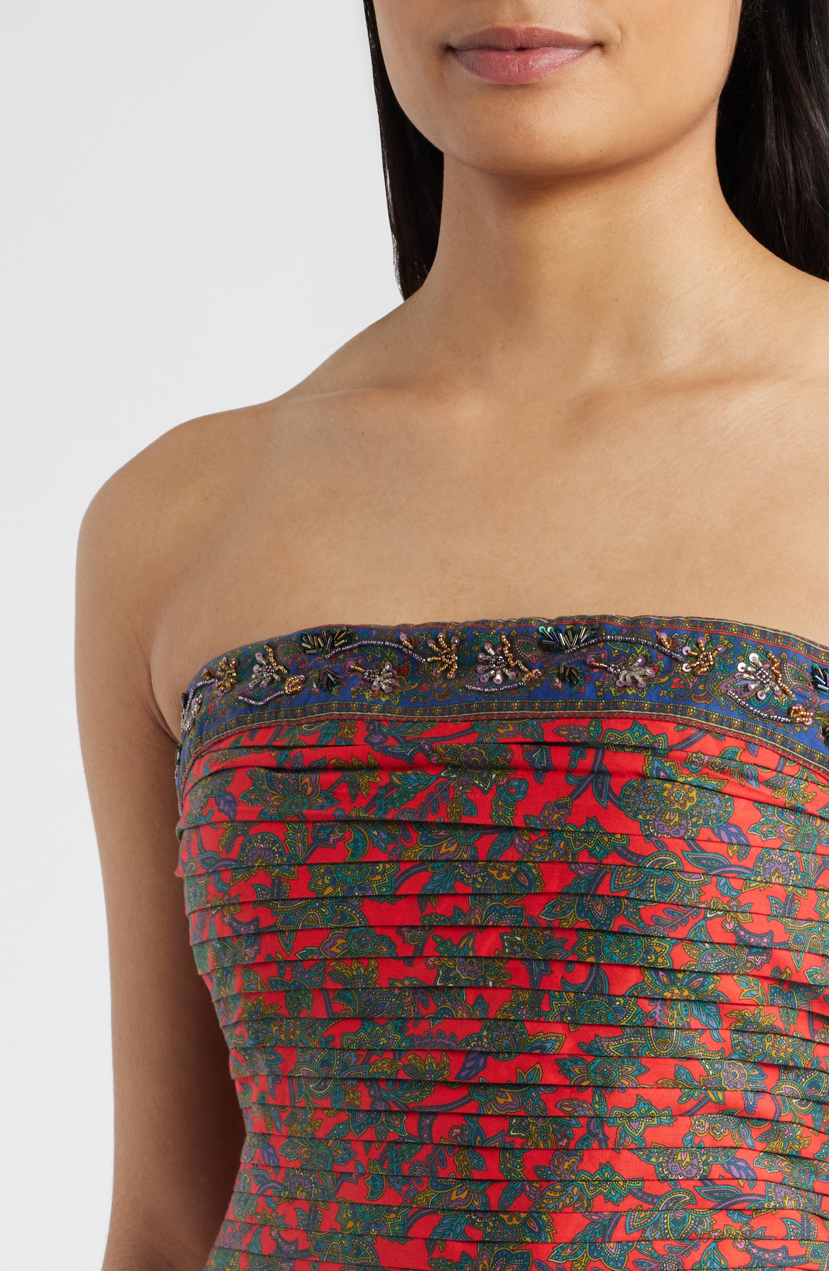 Sani Maya Floral Pleated Drop-Waist Gown | Nordstrom