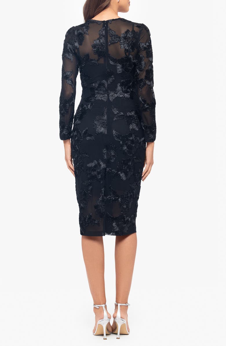 Betsy & Adam Flower Soutache Embroidered Bracelet Sleeve Sheath Dress ...
